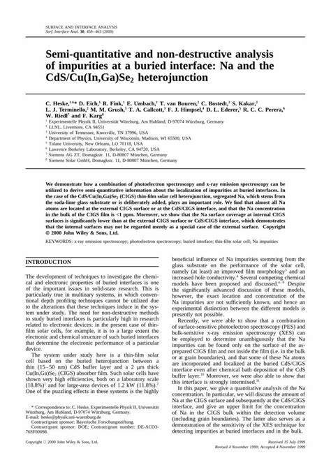 Pdf Semi Quantitative And Non Destructive Analysis Of Impurities At A