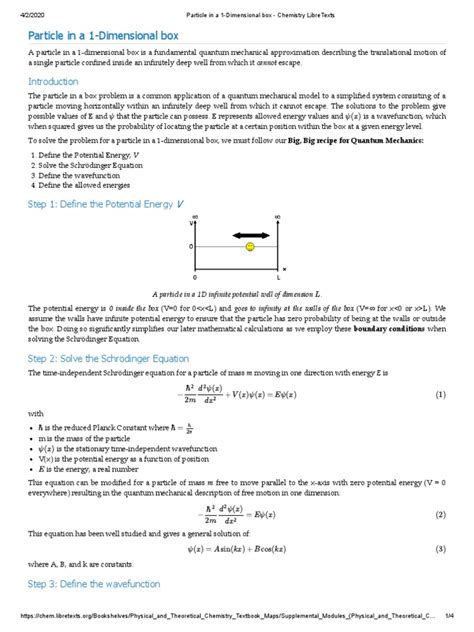 particle in a 1 dimensional box chemistry libretexts pdf wave