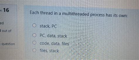 Solved N 16 Each Thread In A Multithreaded Process Has Its