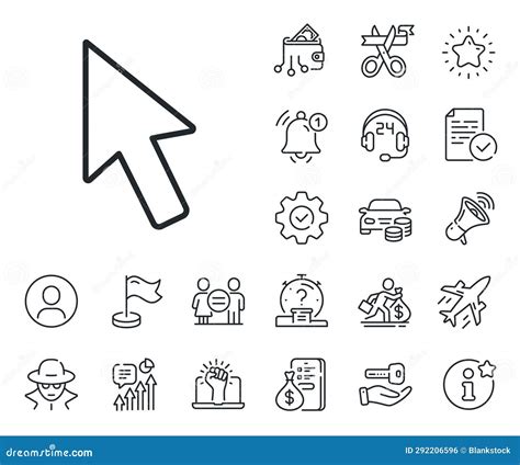 Mouse Cursor Line Icon Click Action Sign Salaryman Gender Equality And Alert Bell Vector