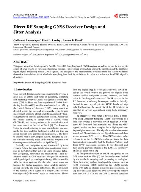 Pdf Direct Rf Sampling Gnss Receiver Design And Jitter Analysis