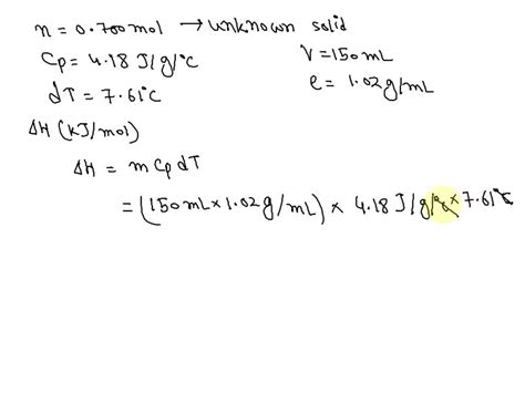SOLVED 0 700 Moles Of An Unknown Solid Is Placed Into Water To Make 150 0 ML Of Solution The