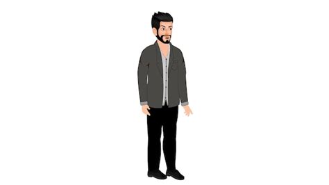 Personnage Dhomme Vectoriel Avec Barbe Jeune Homme Illustration