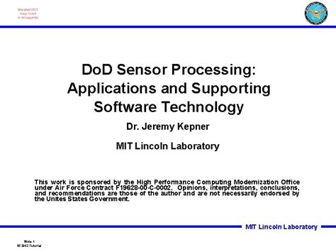 Do D Sensor Processing Applications And Supporting Software