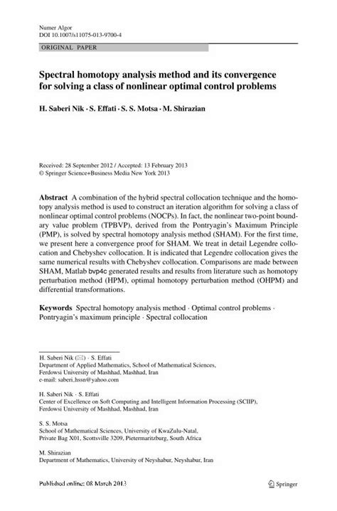 Pdf Spectral Homotopy Analysis Method And Its Convergence For Solving