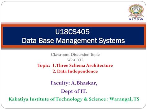 Ppt5 Databasemanagement Systems Three Schema Architecture Ppt
