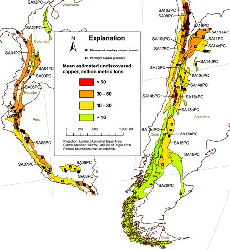 Map Showing Porphyry Copper Deposit Tracts By Amount Of Mean Estimated Download Scientific