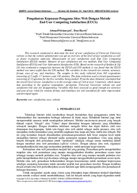 Pdf Pengukuran Kepuasan Pengguna Situs Web Dengan Metode End User Computing Satisfaction Eucs