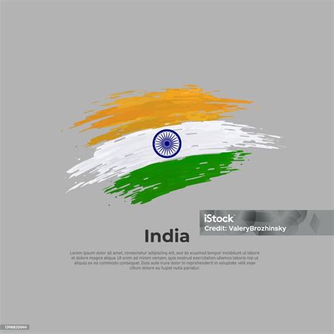 인도 국기 삼색 브러쉬 스트로크 흰색 배경에 인도 국기의 줄무늬 색상 벡터 디자인 국가 포스터 텍스트를위한 장소가있는 템플릿 인도의 국가 애국 기치 덮개 인도 국기에 대한
