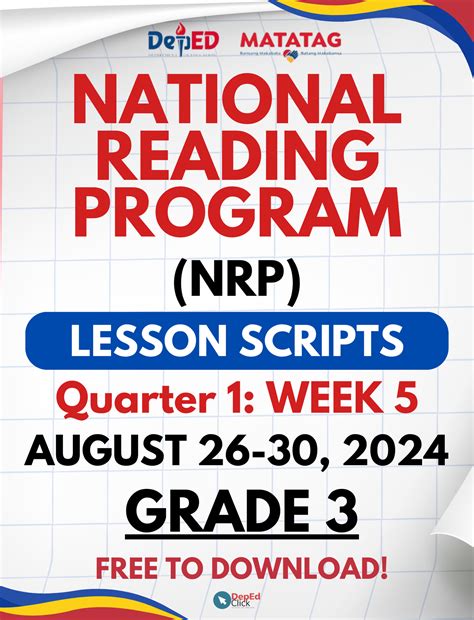 Grade 3 Nrp Lesson Scripts Quarter 1 Week 5 Aug 26 30 2024 Deped Click