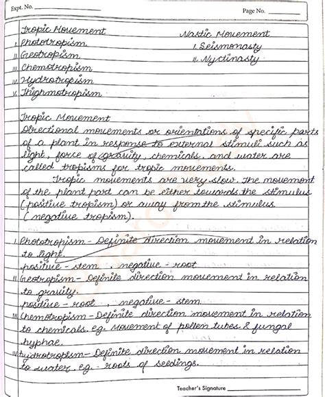 Class 10 Science Chapter 7 Control And Coordination Handwritten Notes Pdf