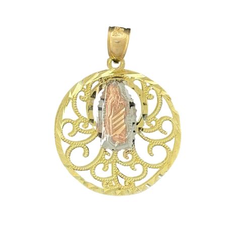 10kt Tri Color Square Virgin Mary Pendant 17g