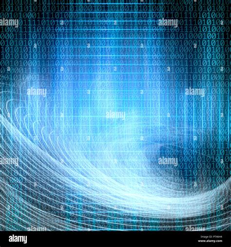 Conceptual Background Image Of Binary Code And Abstract Lights Of