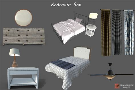 Bedroom Set Interior 3d Furniture Unity Asset Store