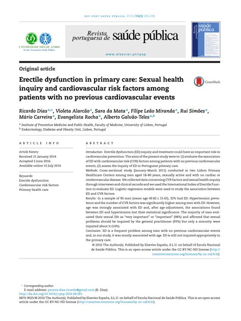 Pdf Erectile Dysfunction In Primary Care Sexual Health Inquiry And