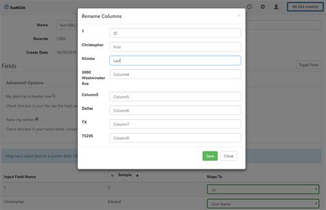 Ncoa Processing Advanced Options Adding Or Editing A Header Row