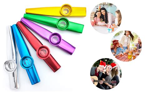 Quacc 6 Pcs Metal Kazoos With 6 Pcs Spare Diaphragms Fun