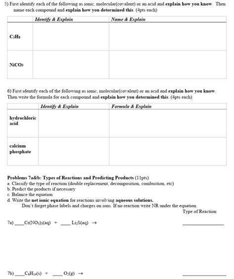 Solved First Identify Each Of The Following As Ionic Chegg