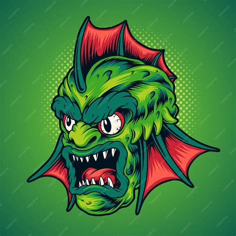 Premium Vector Scary Monster Head
