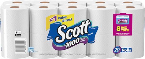 Scott 1000 Sheets Per Roll Toilet Paper Bath Tissue 20 Rolls Health And Household