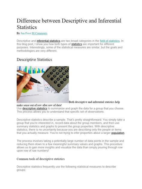 Difference Between Descriptive And Inferential Statistics Pdf Statistics Sampling Statistics
