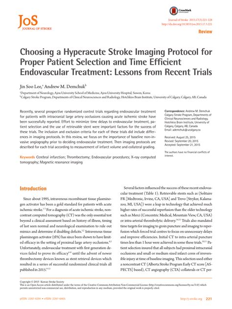 Pdf Choosing A Hyperacute Stroke Imaging Protocol For Proper Patient