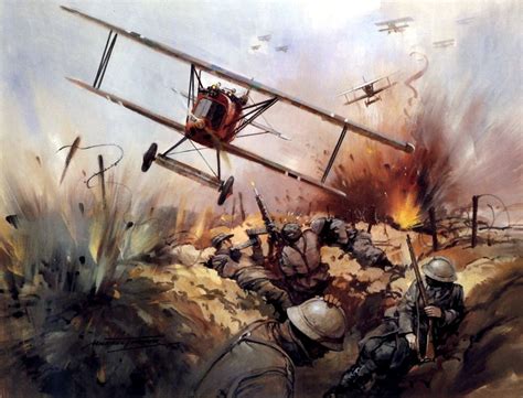 Fokker Dvii On Strafing Run Over Trenches By Michael Turner Aircraft
