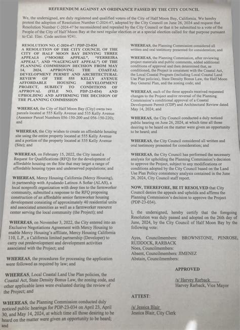 After City Of Half Moon Bay Rejects Referendum Petition With 1179