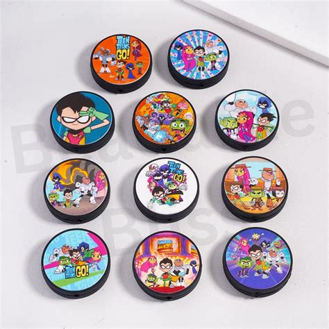 Silicone Focal Beads Character Series With Black Background Round Shap