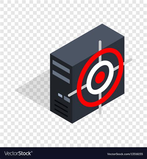 Computer System Unit And Red Target Isometric Icon