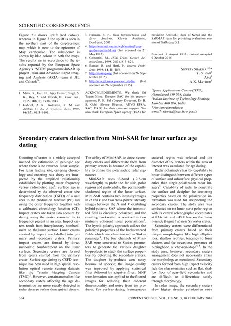 Pdf Secondary Craters Detection From Mini Sar For Lunar Surface Age Dating