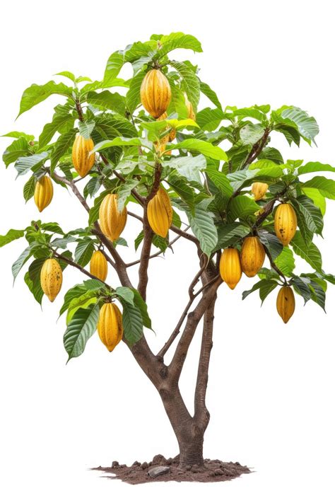 premium photo cocoa tree with fruits isolated on white background
