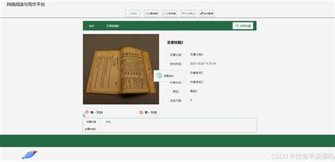 Springboot毕设 网络阅读与写作平台 程序论文 Csdn博客
