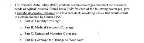Solved The Personal Auto Policy Pap Contains Several