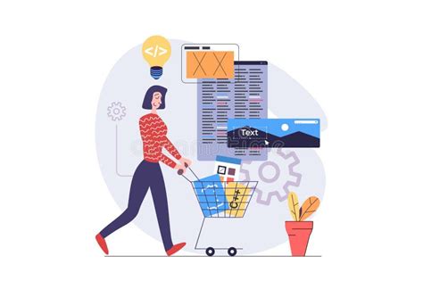 Web Development Concept In Modern Flat Design For Web Woman Developing