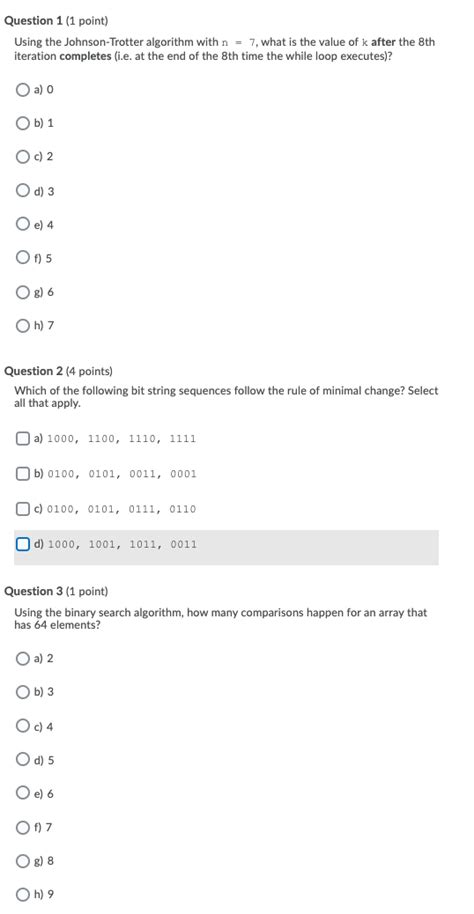 Solved Question 1 1 Point Using The Johnson Trotter