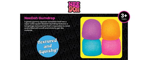 Needoh Schylling Gumdrop Squishy Fidget Toy Sweetie Themed Nee Doh