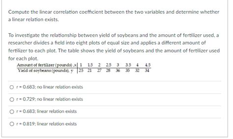 Solved Compute The Linear Correlation Coefficient Between Chegg
