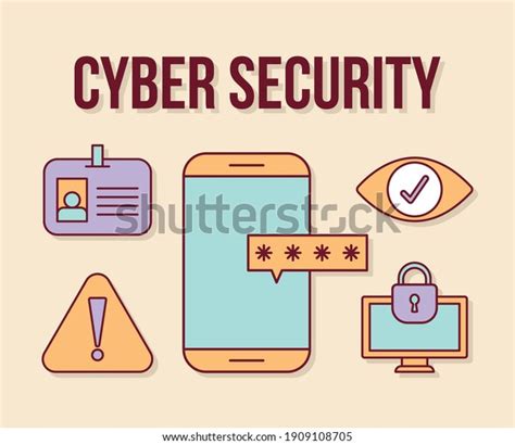 Cyber Security Lettering Set Cyber Security Stock Vector Royalty Free