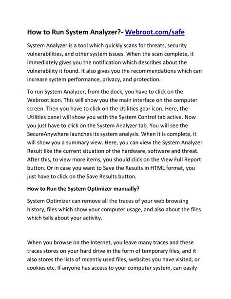 Ppt How To Run Webroot Secureanywhere System Analyzer And System Optimizer Webrootcom