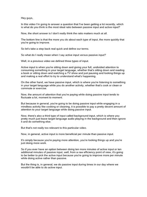 Active Input Vs Passive Input Pdf