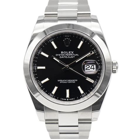 Rolex Datejust 41mm Black Dial Smooth Bezel Oyster Bracelet Stainless