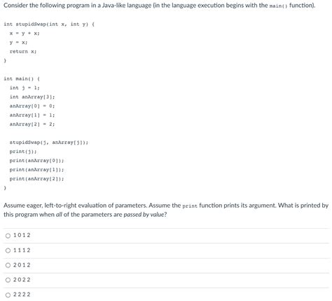 Solved Consider The Following Program In A Java Like