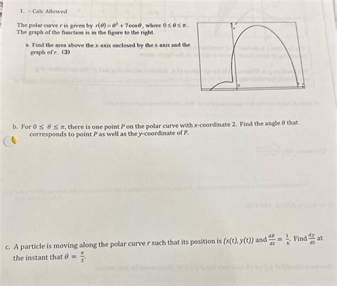 Solved The polar curve r is given by r θ θ cosθ where Chegg com