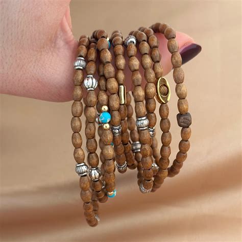 Wooden Beaded Braceletslayering Diffuser Wood Bracelethandmade Nature