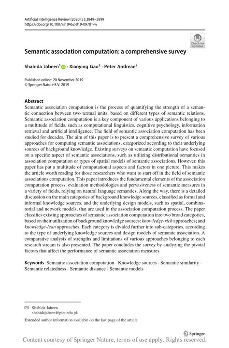 Semantic Association Computation A Comprehensive Survey Request Pdf