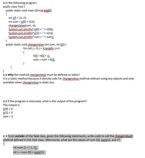 solved 2 the following program public class test{