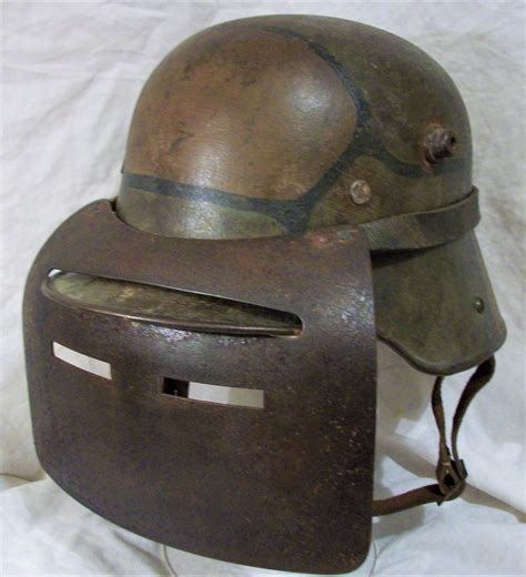 Ww1 German M16 Helmet With Face Guard Ww1 German Helmet With