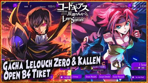 Gacha Lelouch Zero And Kallen Black Knight Open B4 Tiket 🔥 Code Geass