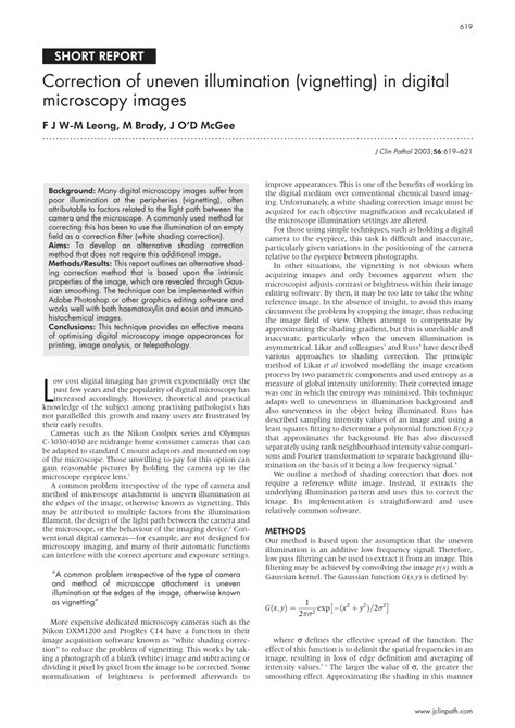 pdf correction of uneven illumination vignetting in digital
